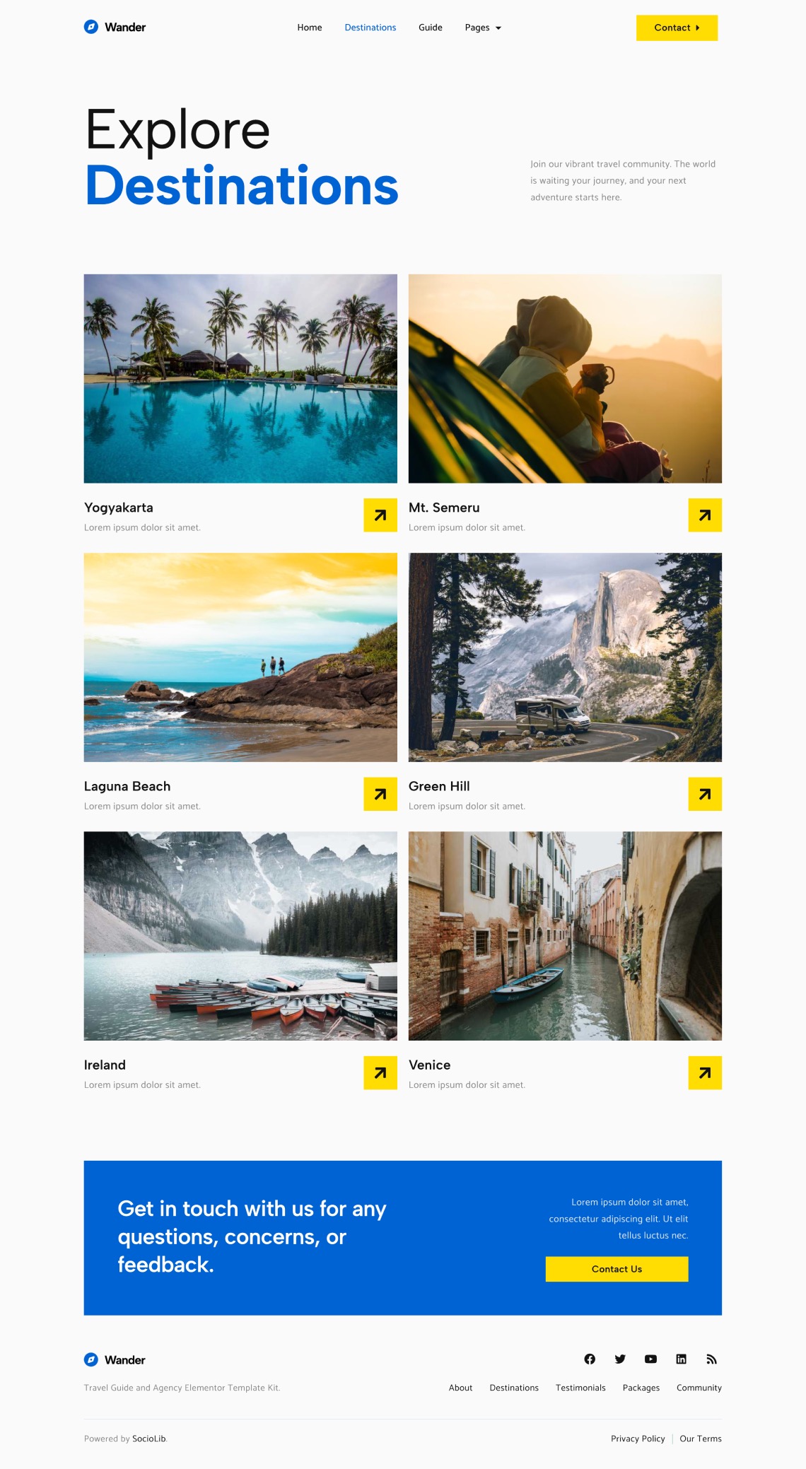Wander - Travel Guide & Agency Elementor Template Kit by sociolib ...
