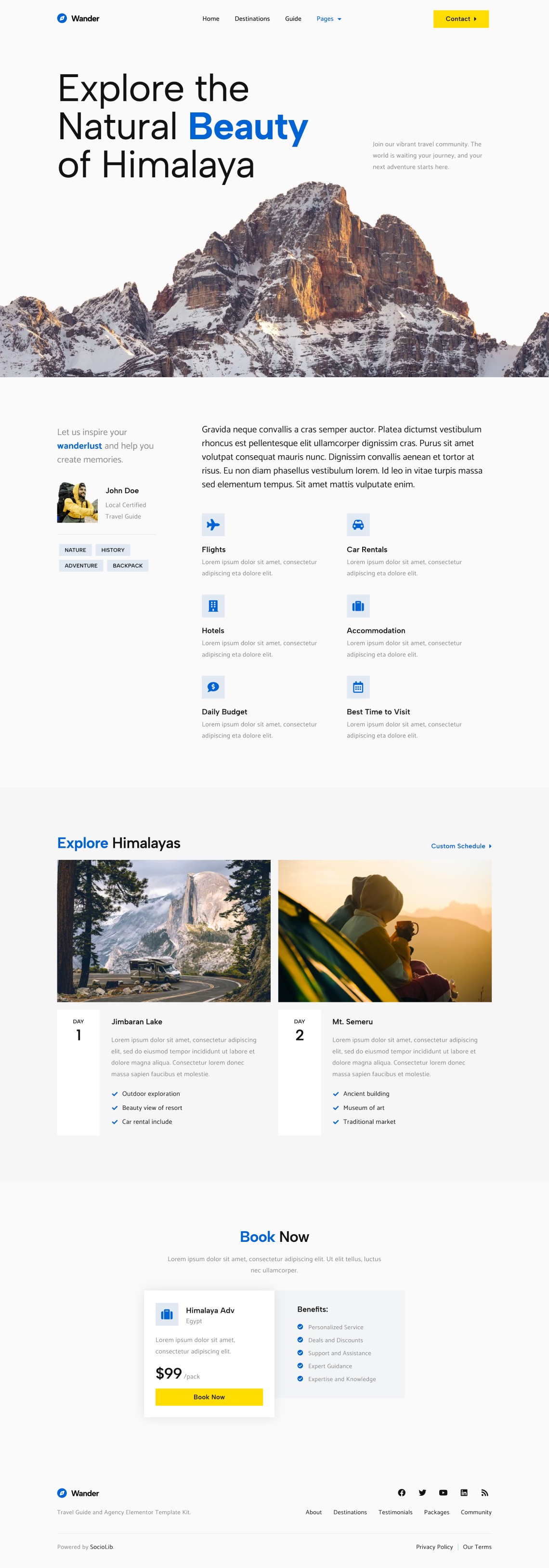 Wander - Travel Guide & Agency Elementor Template Kit by sociolib ...