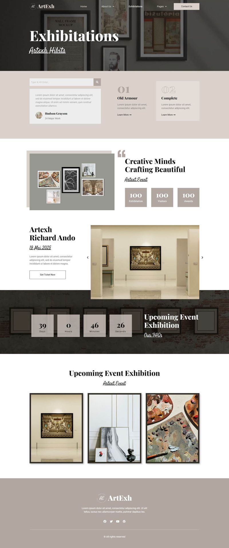 Artexh - Arts & Crafts Exhibition Elementor Template Kit by Kitpro