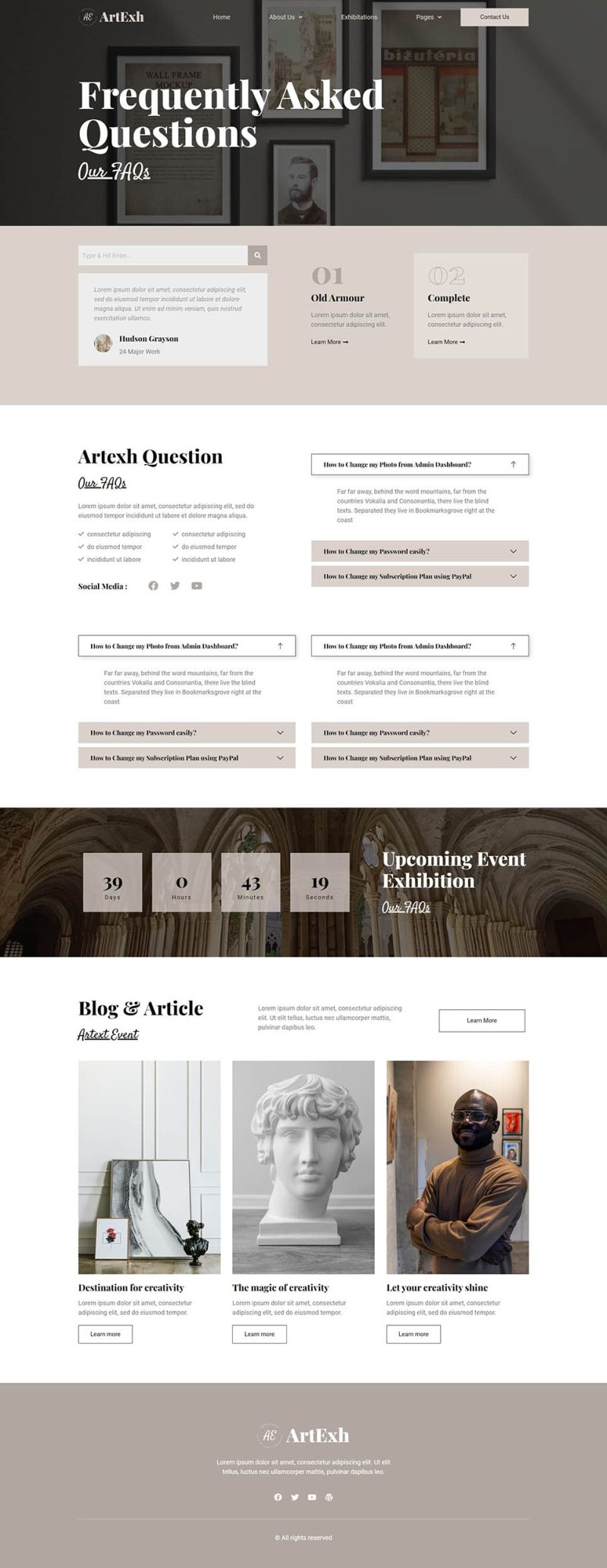 Artexh - Arts & Crafts Exhibition Elementor Template Kit by Kitpro