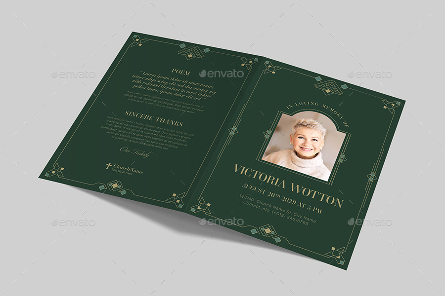 Art Deco Funeral Template, Print Templates | GraphicRiver