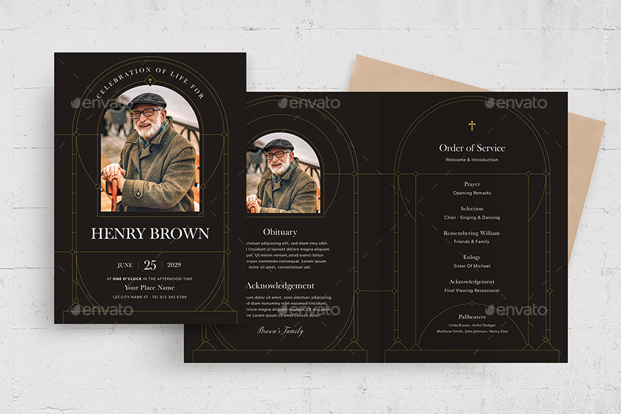 Art Deco Funeral Template, Print Templates | GraphicRiver