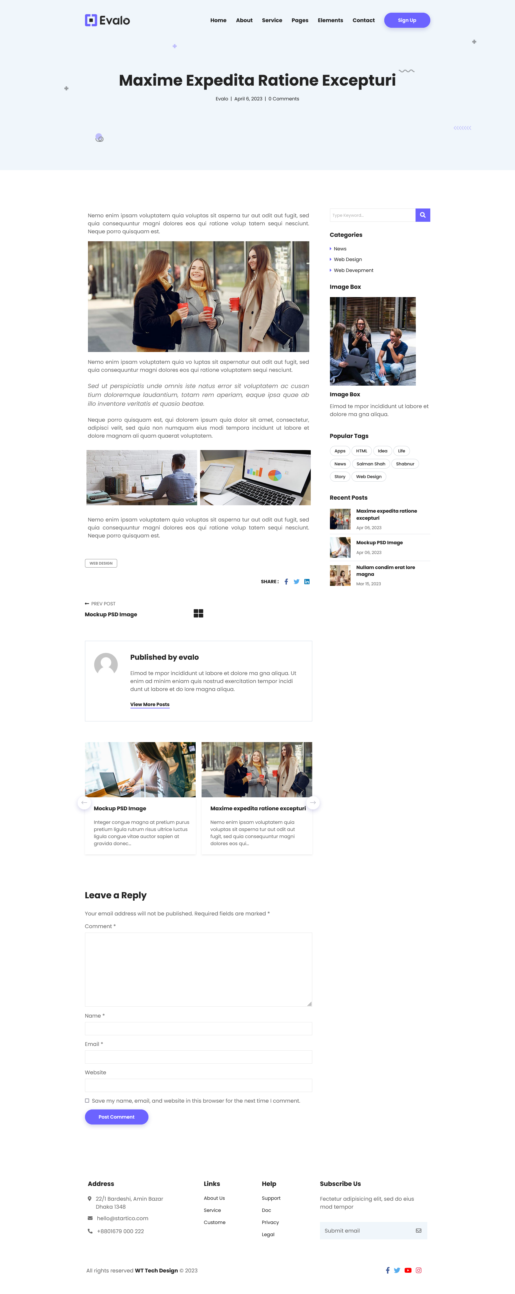 Evalo - Minimal SaaS Startup & Agency WordPress Theme by wttechdesign