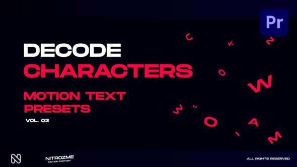 Characters Motion Text: Decode Vol. 03 for Premiere Pro, Premiere Pro ...