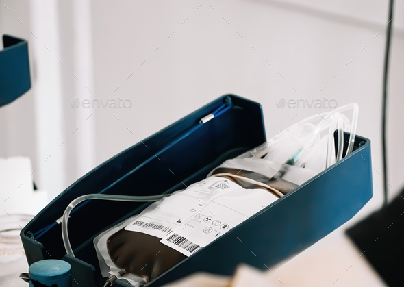 Blood bag in medical laboratory. International Blood Donation Day ...