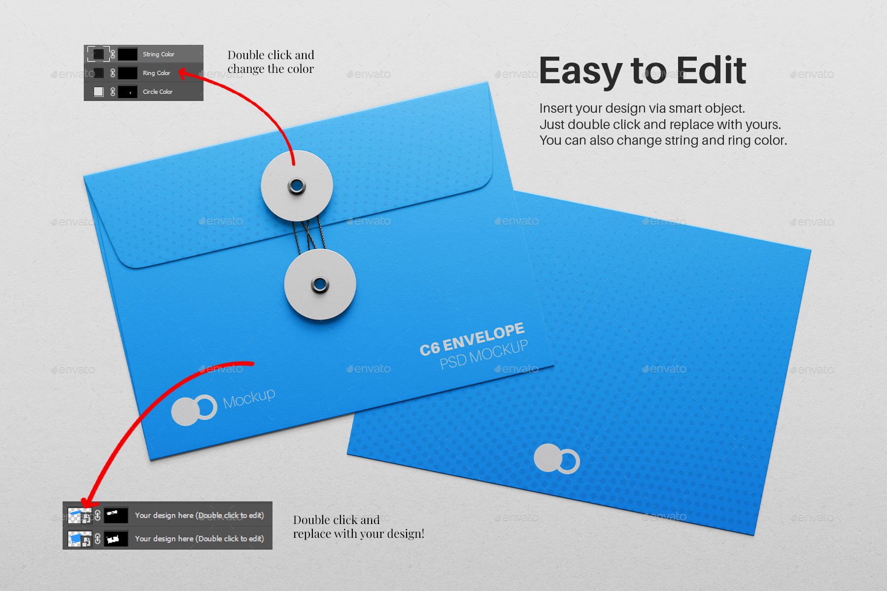 C6 String Tie Envelope PSD Mockup Pack, Graphics | GraphicRiver