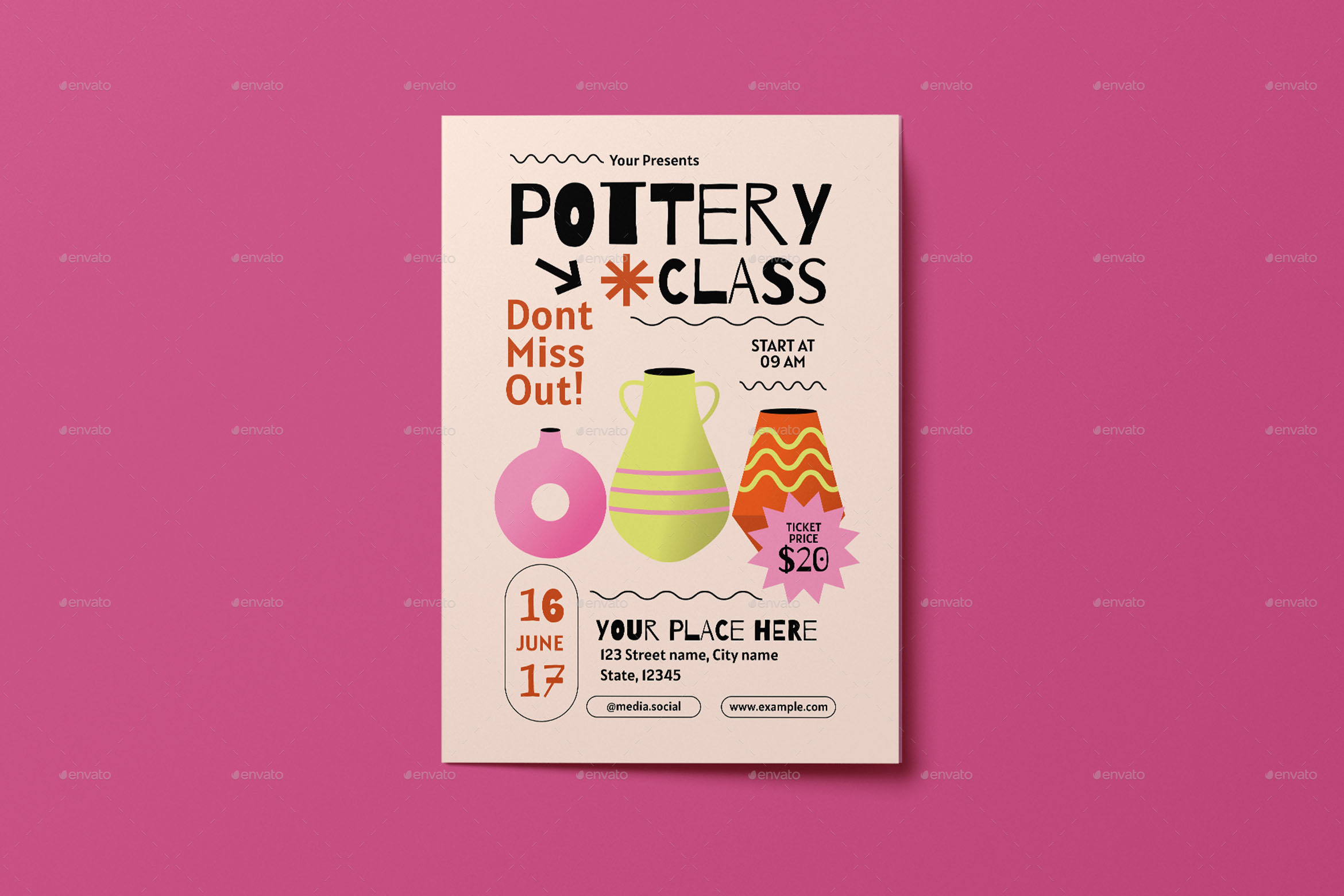 Cream gradient pottery class flyer set by artboxstd | GraphicRiver
