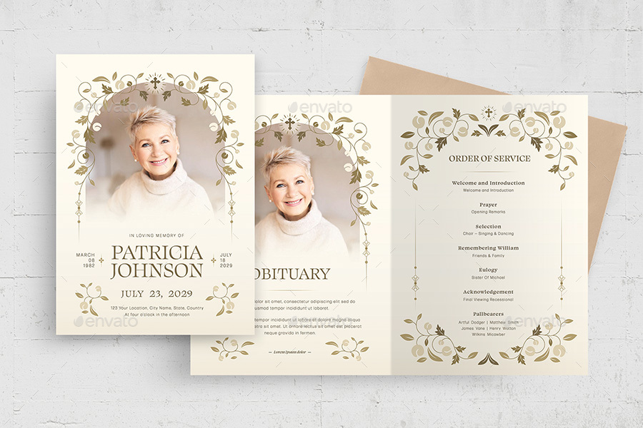 Elegant Funeral Program Template, Print Templates | GraphicRiver