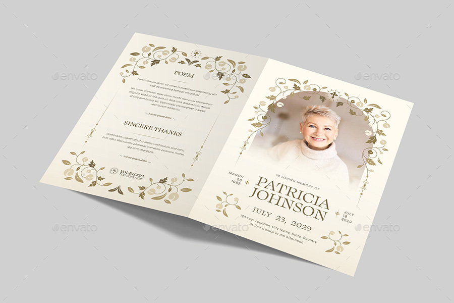 Elegant Funeral Program Template, Print Templates | GraphicRiver