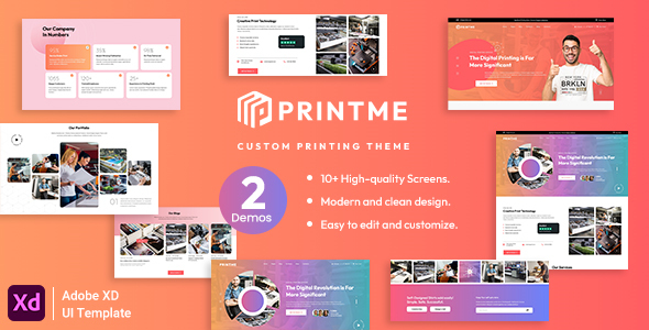 Printme - Print Shop, Printing Company Adobe XD by venusweb | ThemeForest
