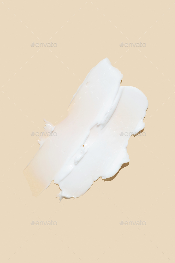 Beauty skincare cream texture swipe swatch. White beauty cream smear ...