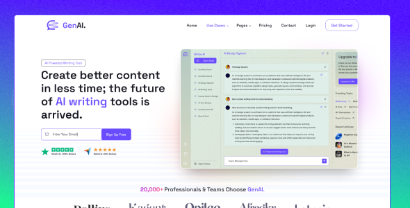GenAI - AI Based Copywriting and Content Writing Landing Page Template by Marvel_Theme