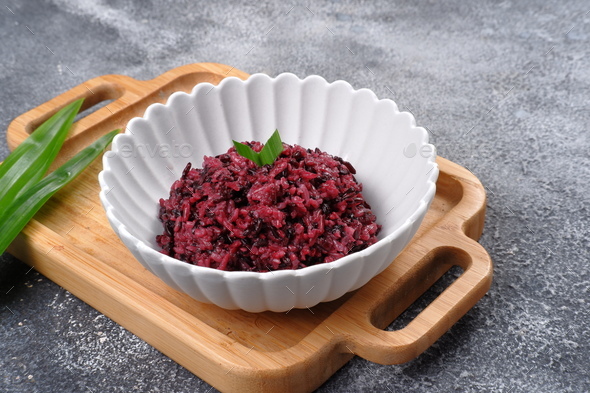 Tape Ketan Hitam. Fermented black glutinous rice, a typical ...