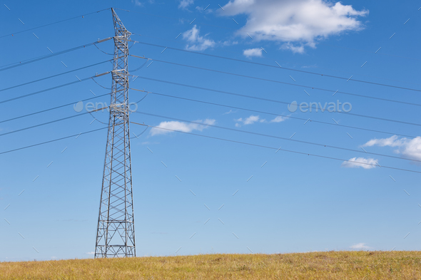Power lines. Energy industry. Industrial electricity distribution ...