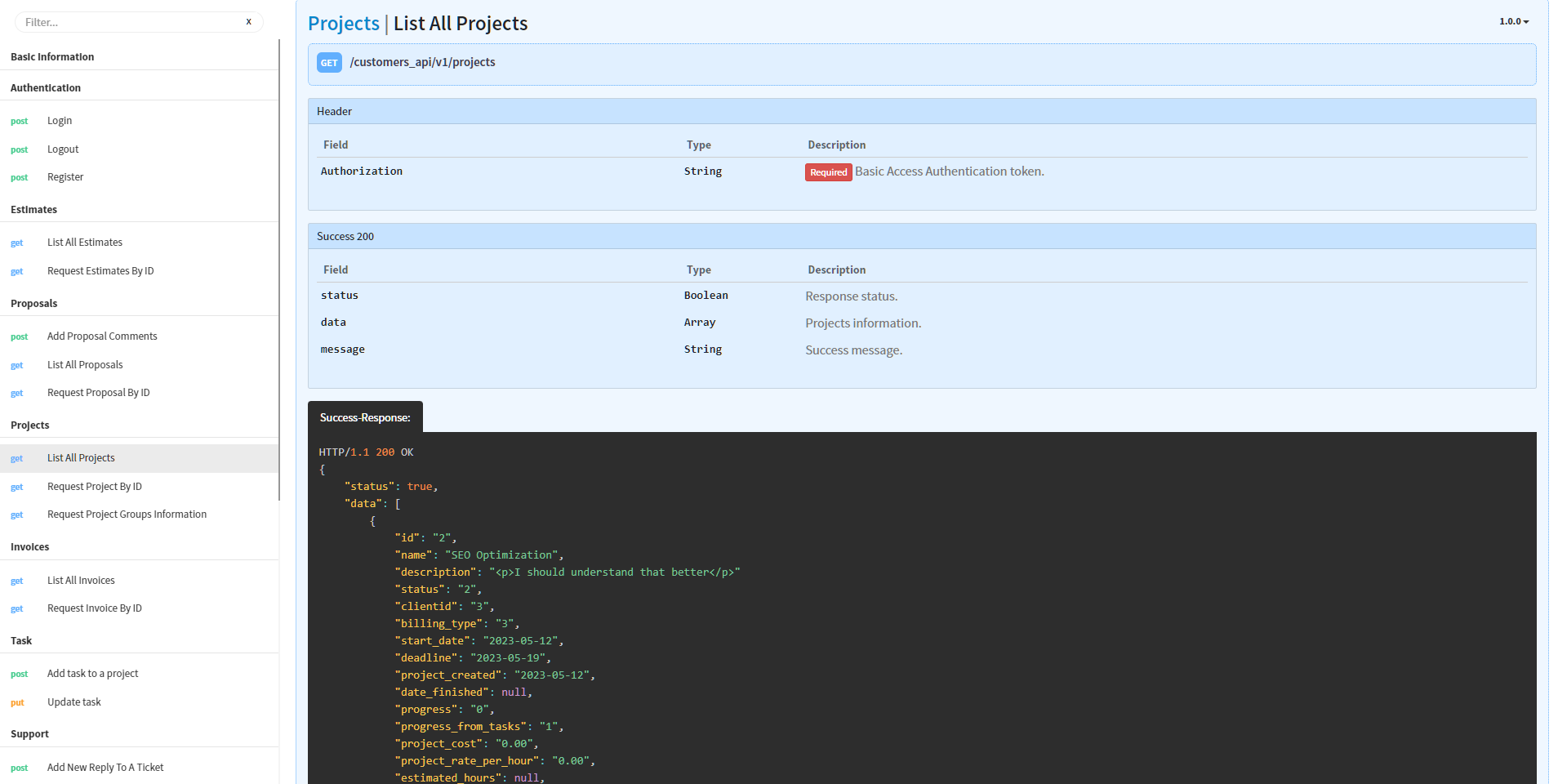 REST API for Perfex Customers by themesic | CodeCanyon