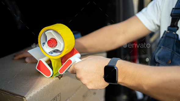 Packing boxes for delivery express delivery Stock Photo by denismuse777