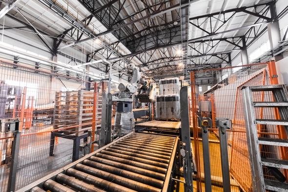 Manufacturing factory, modern high-tech production Stock Photo by ...