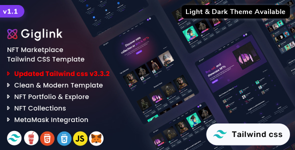 Giglink - NFT Marketplace & NFT Portfolio Tailwind CSS Multipurpose ...