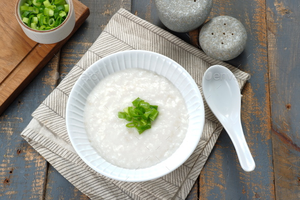 Chinese food, rice porridge or congee, delicious traditional Chinese ...