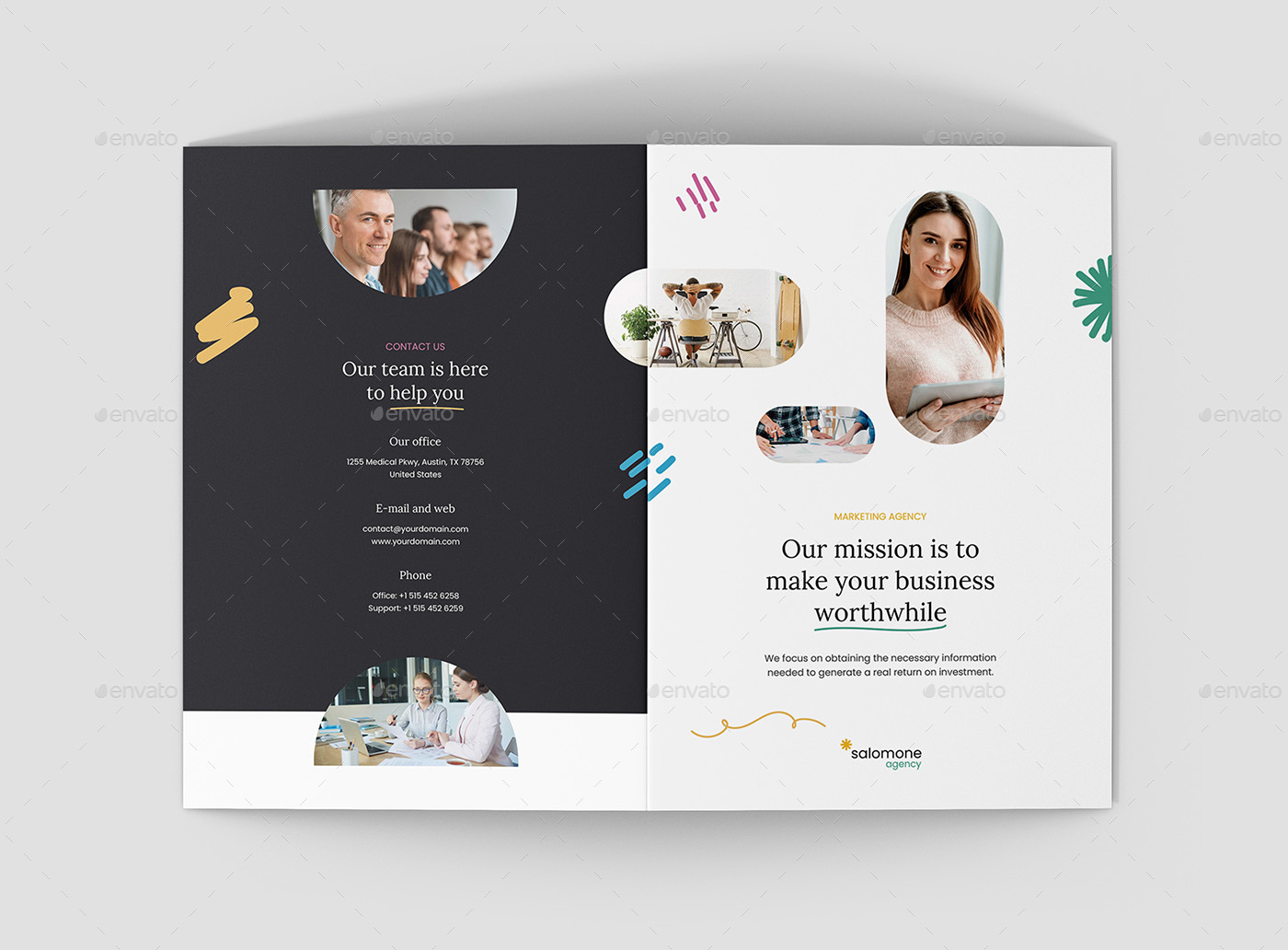 Marketing Agency Brochure Bi-Fold Template, Print Templates | GraphicRiver