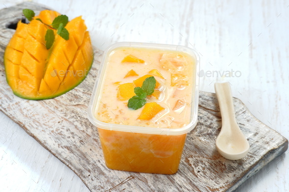 sweet and creamy sago mango dessert,asian mango dessert, also known as ...