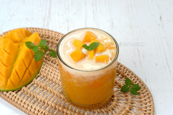 sweet and creamy sago mango dessert,asian mango dessert, also known as ...