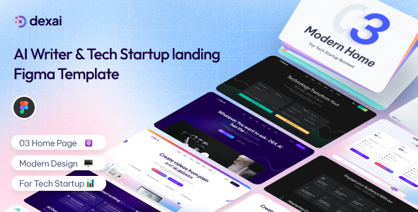 Dexai - AI Writer & Tech Startup landing Figma Template. by Ontech_Pin