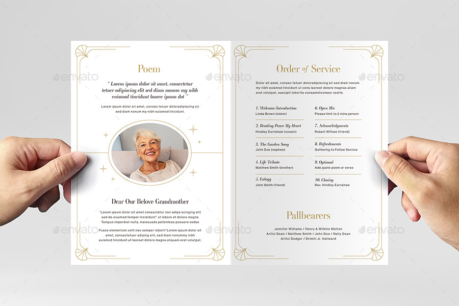 Simple Art Deco Funeral Program Layout, Print Templates | GraphicRiver