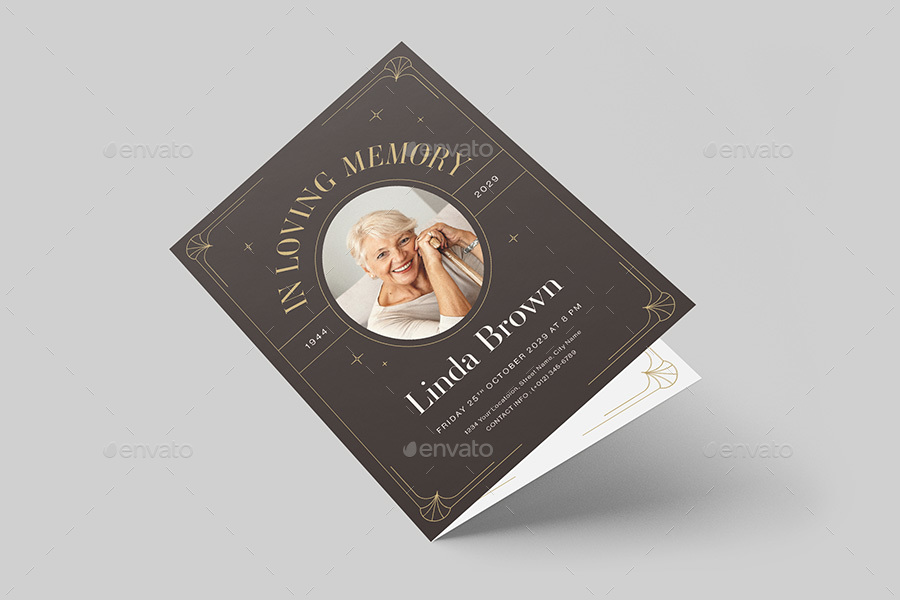 Simple Art Deco Funeral Program Layout, Print Templates | GraphicRiver