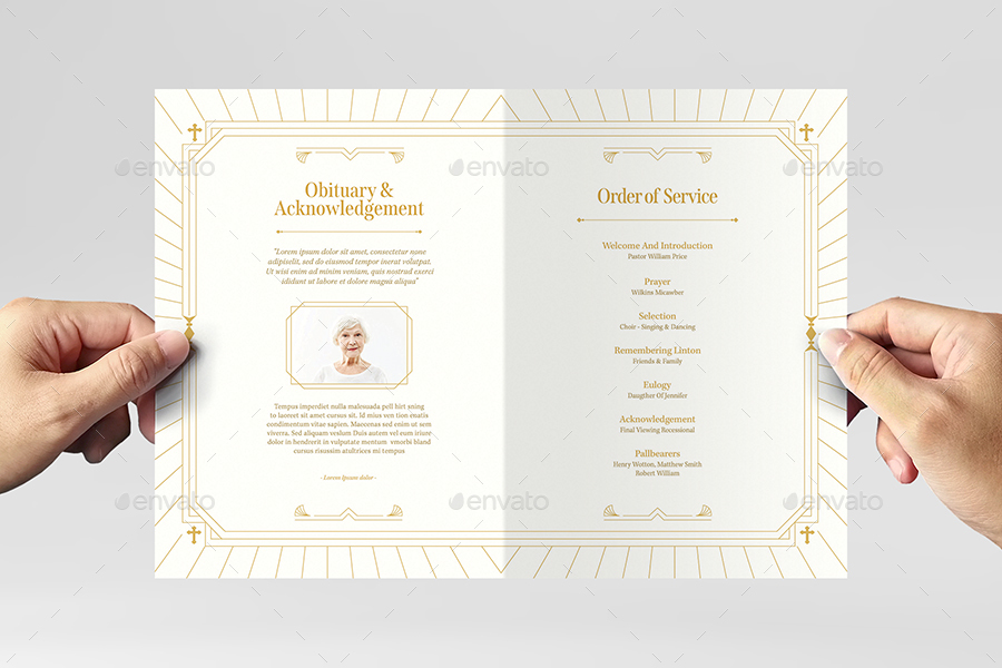Art Deco Funeral Program Template, Print Templates | GraphicRiver