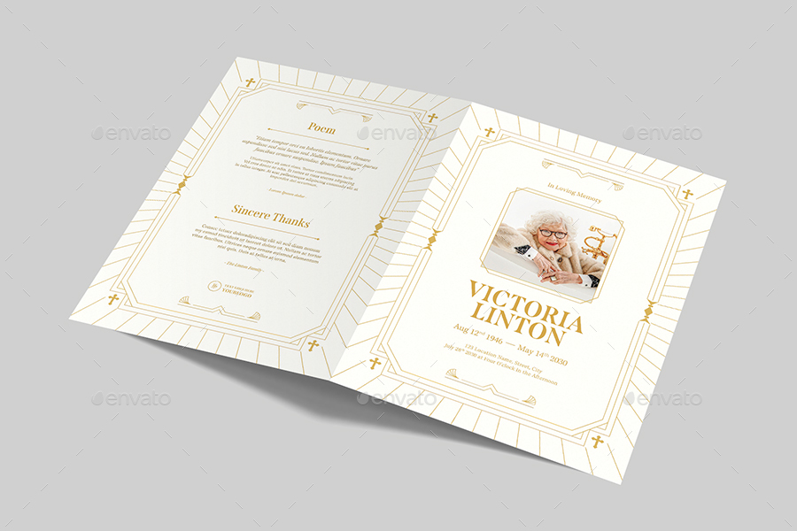 Art Deco Funeral Program Template, Print Templates | GraphicRiver