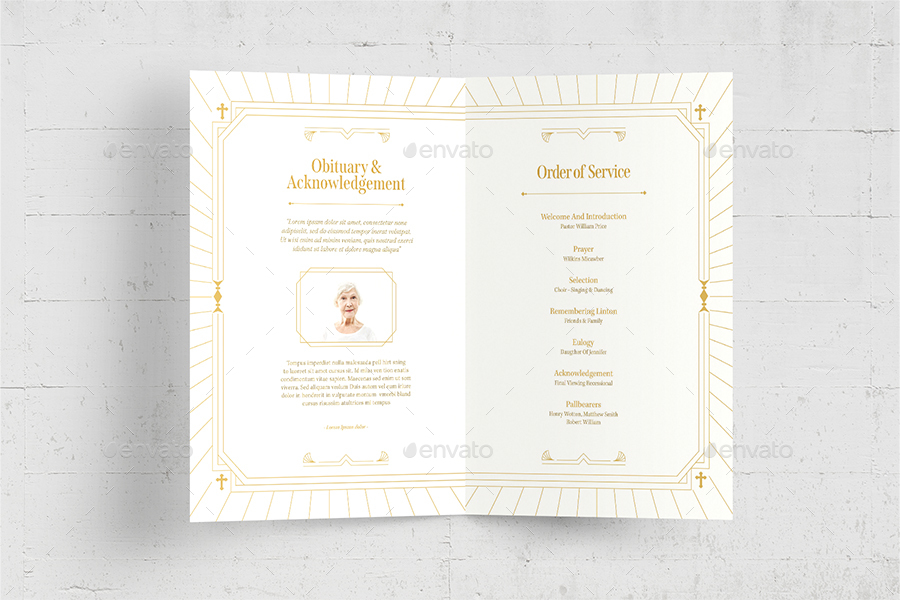 Art Deco Funeral Program Template, Print Templates | GraphicRiver