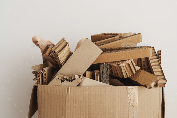 Cardboard box full of Paper Packaging Waste. Concepts of Paper ...
