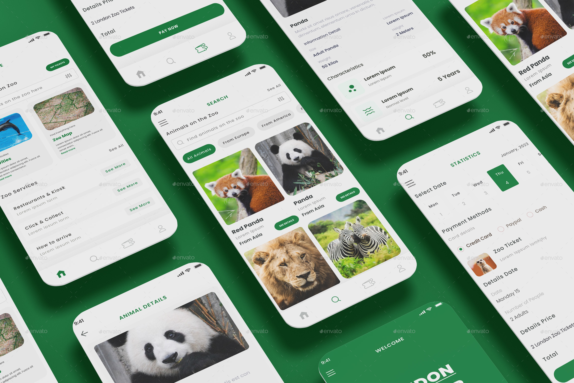 Animal Zoo, Wildlife Park, Zoological Garden App Design template, Web ...