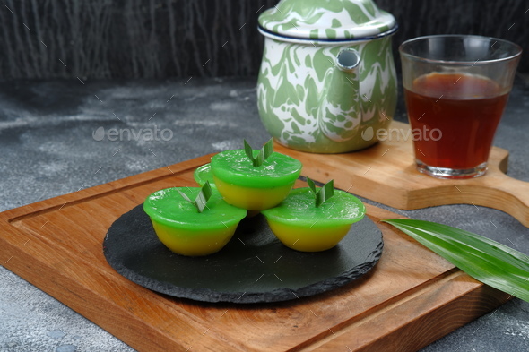 kue talam or kuih talam (nona manis ).steamed sweet dessert,from ...