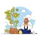 Woman Sitting Near Money Tree Concept, Vectors | GraphicRiver