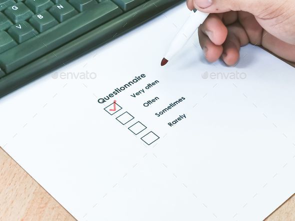 Questionnaire form with details and blank checkbox. Stock Photo by ...