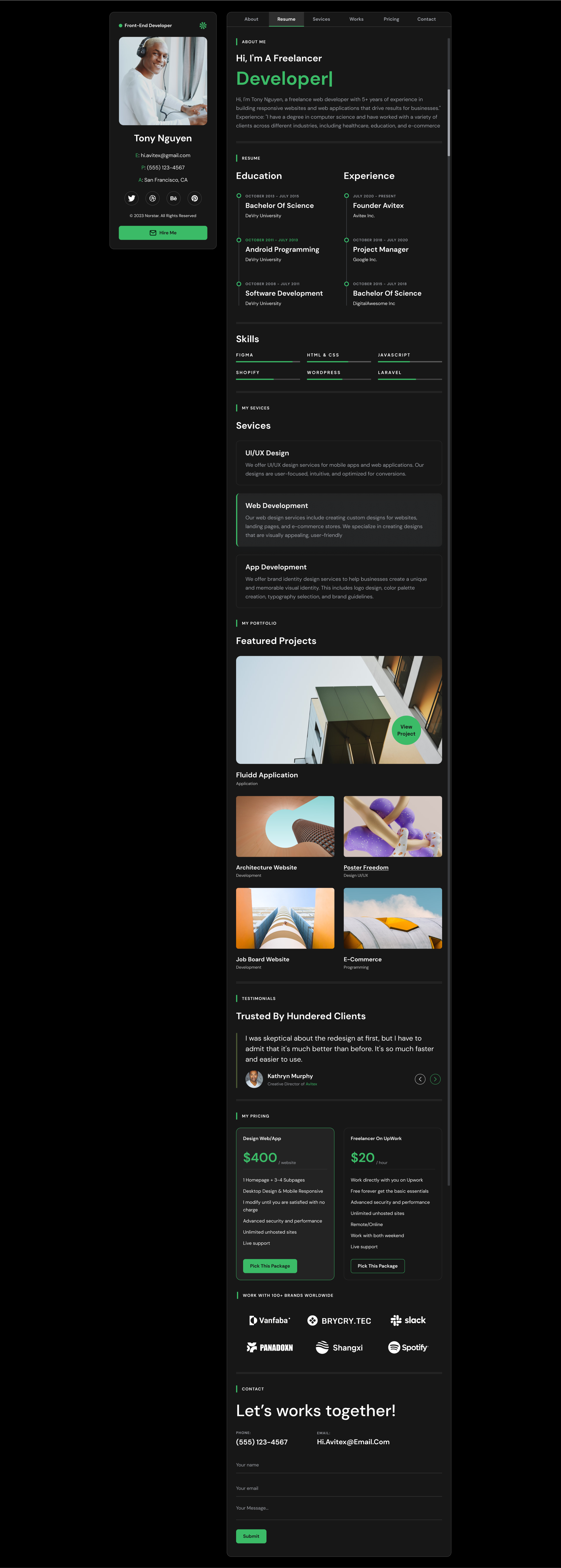 Norstar | Personal Portfolio Figma Template by Avitex | ThemeForest