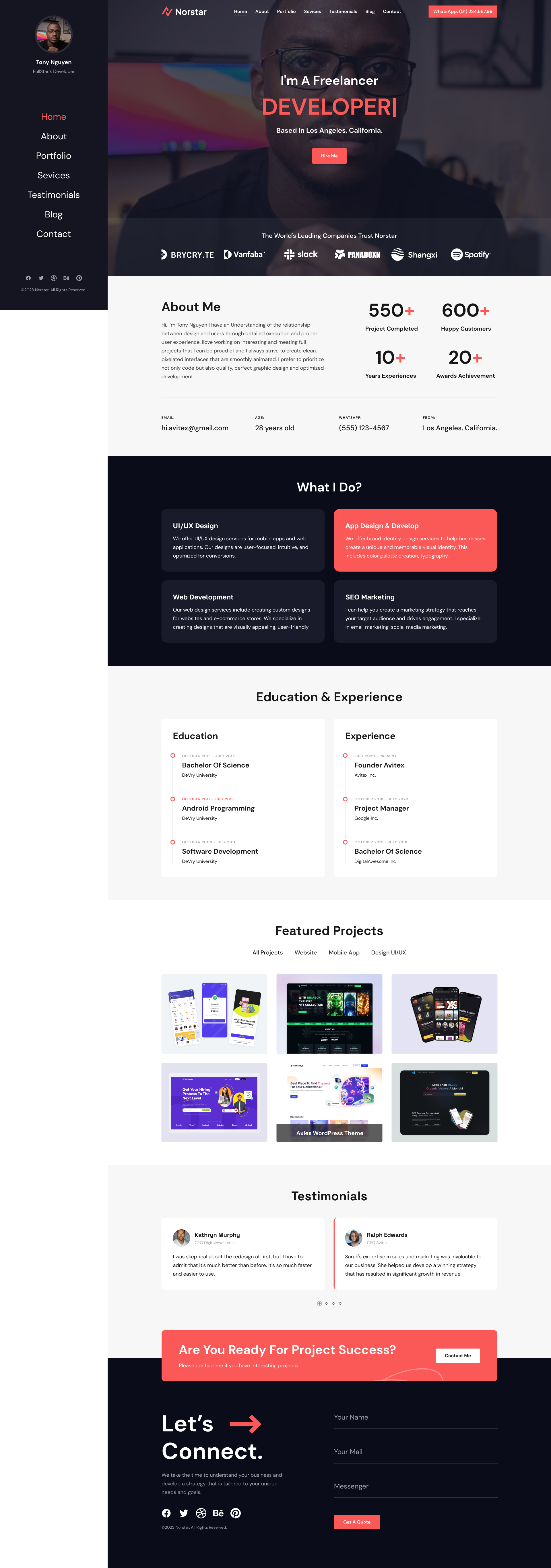 Norstar | Personal Portfolio Figma Template by Avitex | ThemeForest
