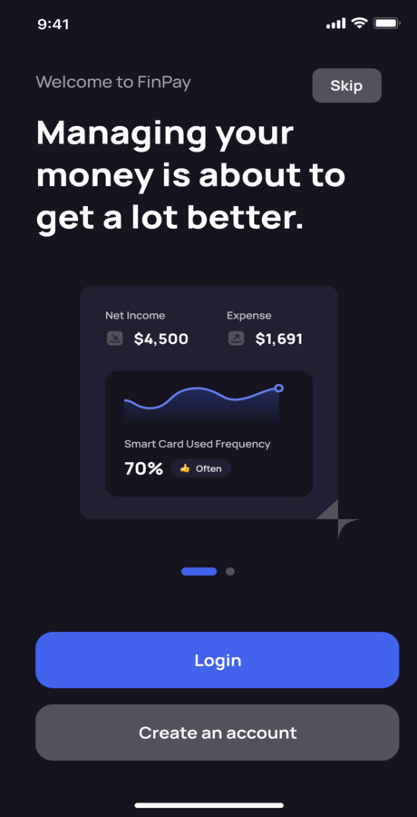 FinPay App ANDROID + IOS + FIGMA | UI Kit | Flutter | Banking, E-Money Management by FlutterVision
