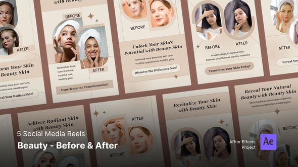 Social Media Reels - Beauty Before and After, After Effects Project Files