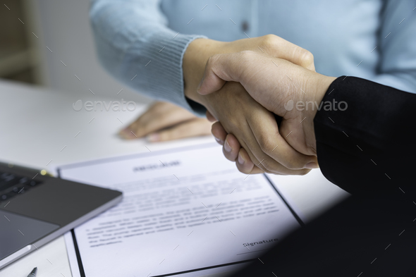 Businessperson Shaking Hand With Candidate, Job applicant having the ...