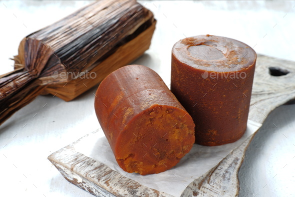 indonesian sugar -gula aren or gula jawa isolated on white background ...