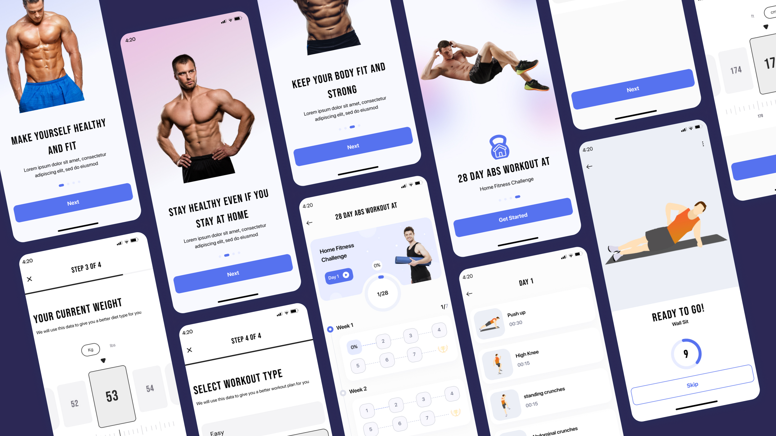 28-Day Home Ab Workout Challenge in Flutter Full app with admob ads ...