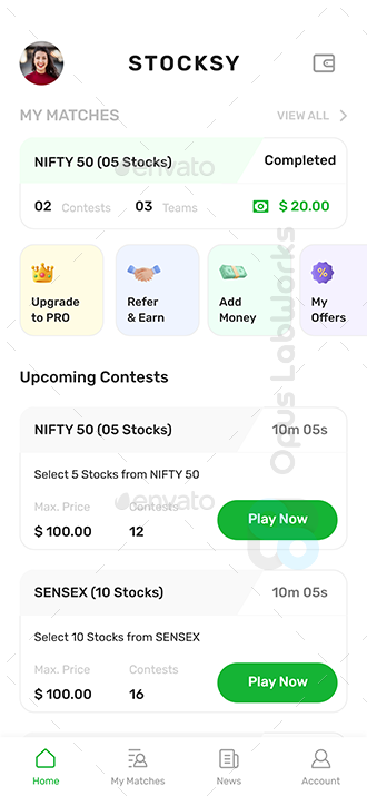 Stock Fantasy Gaming App |Stock Market Educational Game App UI ...
