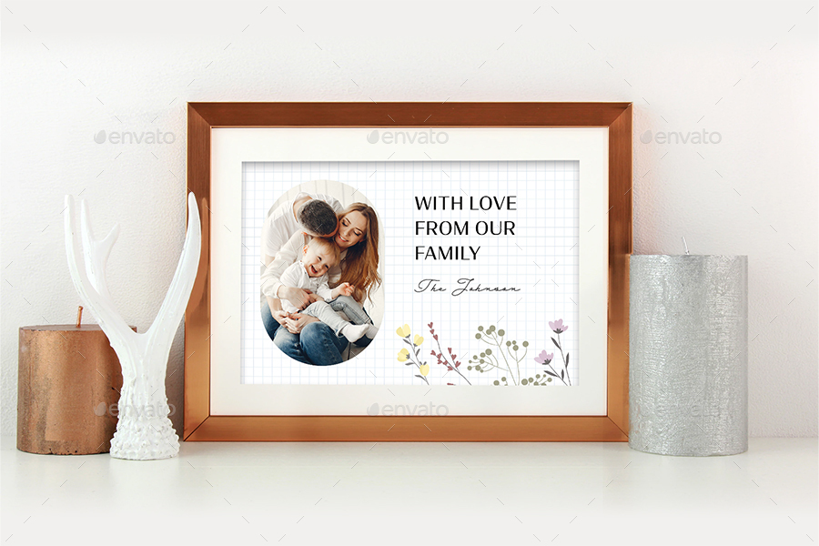 Floral Family Photo Card Template, Print Templates | GraphicRiver