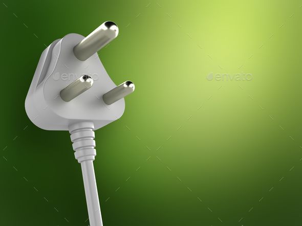 3d rendering of a white 3 pin plug in the green background Stock Photo ...