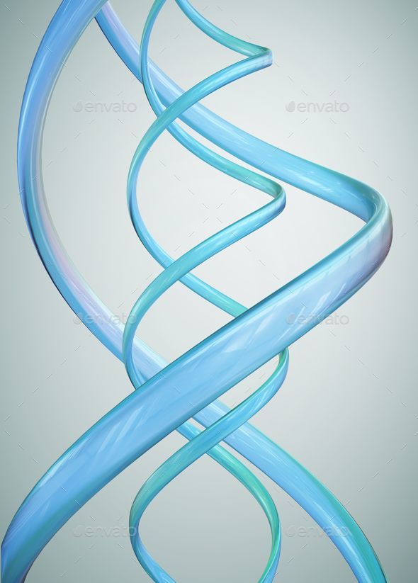 3D rendering of a light blue helix shape on white background Stock ...