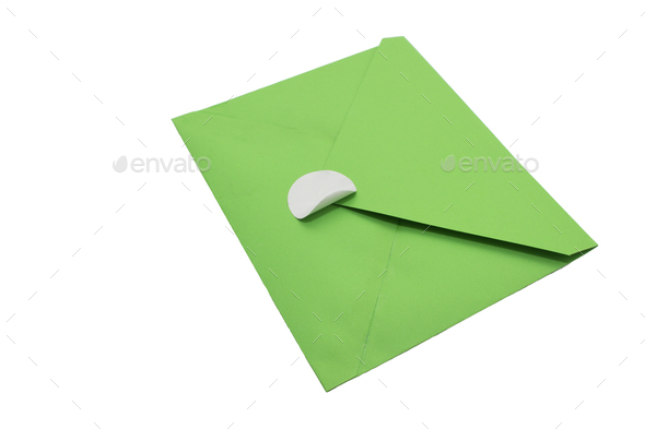 Green envelope on a transparent background. Envelope with a sticker ...