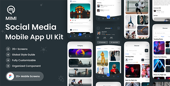 MIMI - Social Media App UI Kit by pixleslab | ThemeForest